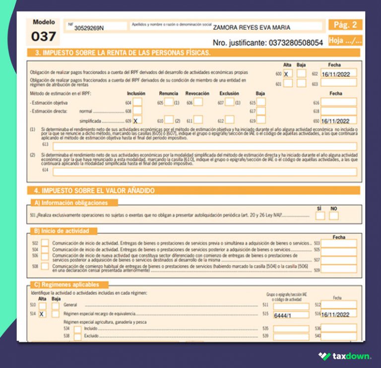 Modelo 037 de Hacienda: Qué es y Cómo Rellenarlo | TaxDown